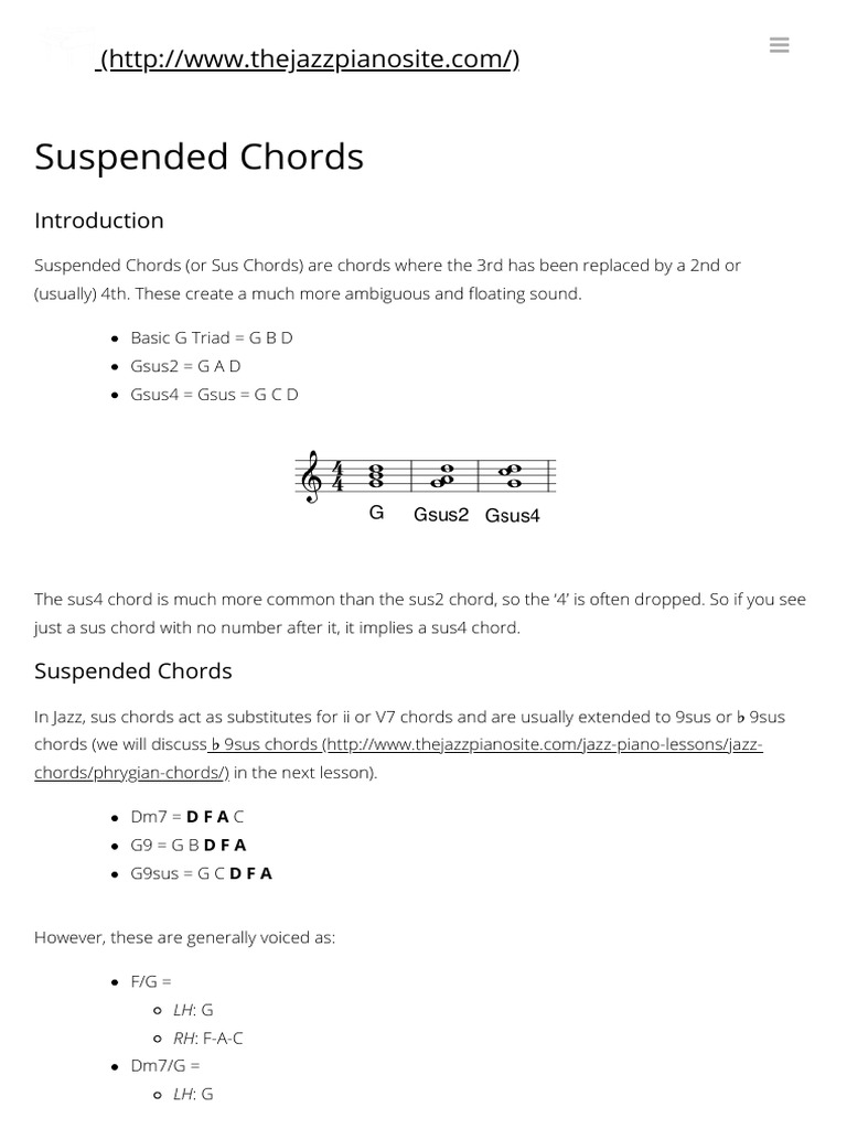 Suspended Chords - The Jazz Piano Site | PDF | Chord (Music) | Music Theory