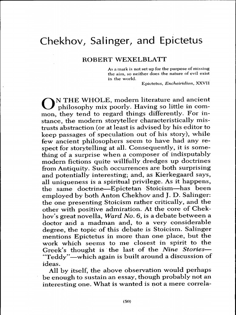 Chekhov, Salinger, and Epictetus PDF | PDF | Stoicism | Epictetus