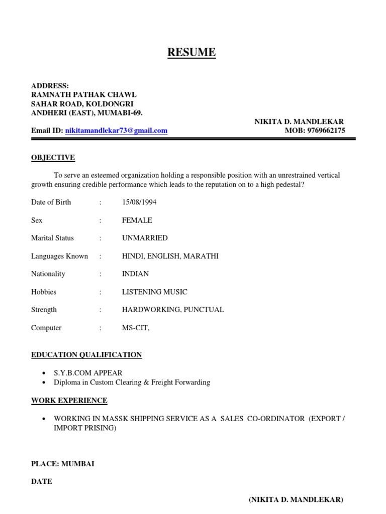 Resume Nikita PDF | PDF | Career & Growth