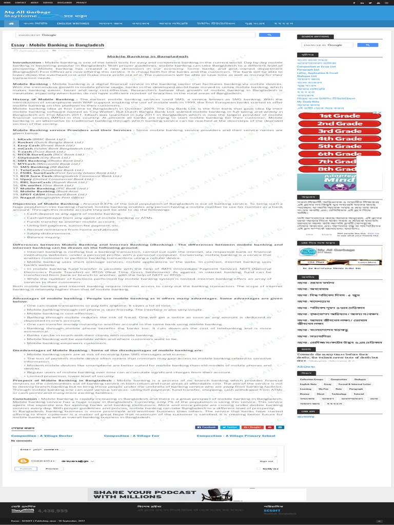 Essay - Mobile Banking in Bangladesh | Download Free PDF | Financial ...