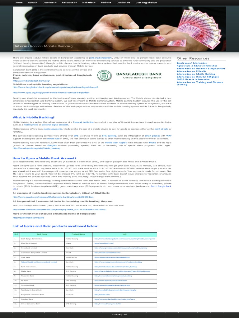 Information On Mobile Banking | PDF | Banks | Banking