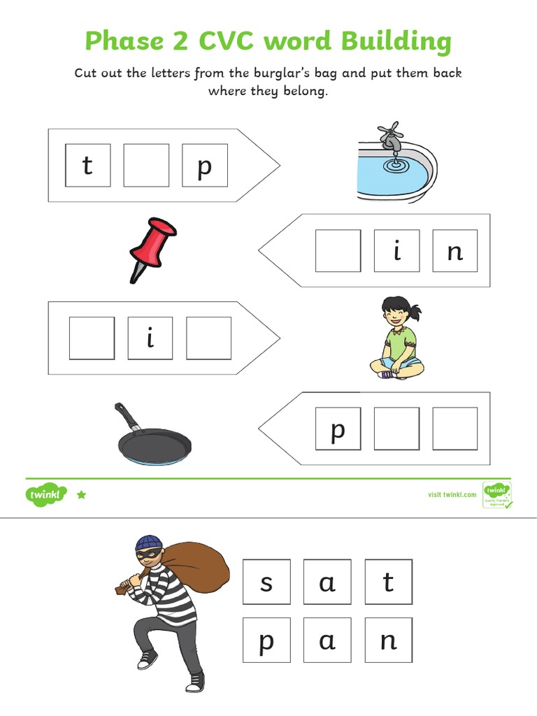 Phase 2 CVC Word Building: N S A A T P | PDF