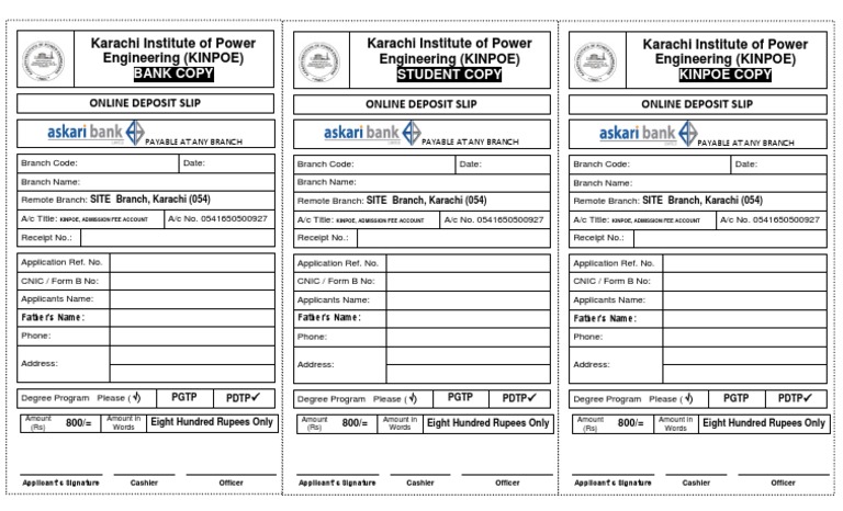 KINPOE Online Deposit Slip Template | PDF | Banking | Financial Services