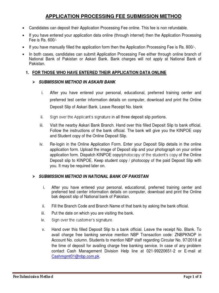 Application Fee Submission Guide | PDF | Fee | Envelope