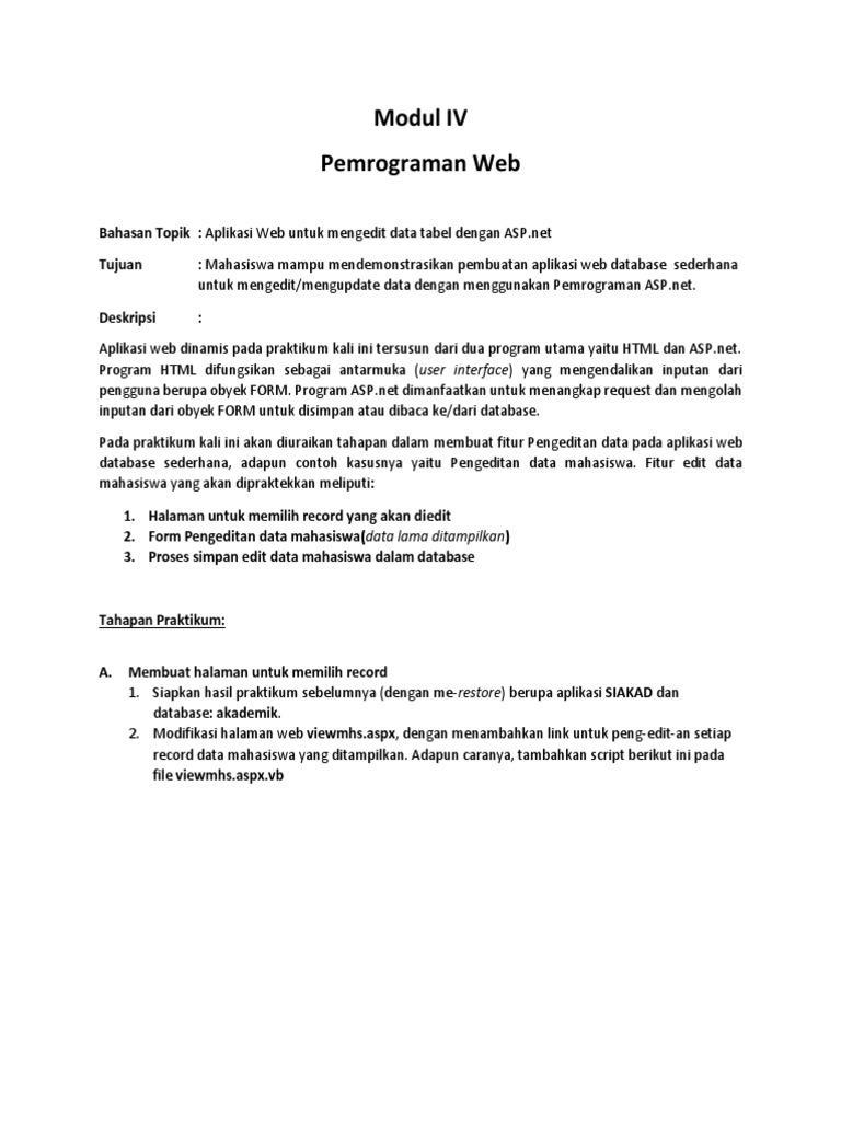 Modul IV Pemrograman Web | PDF