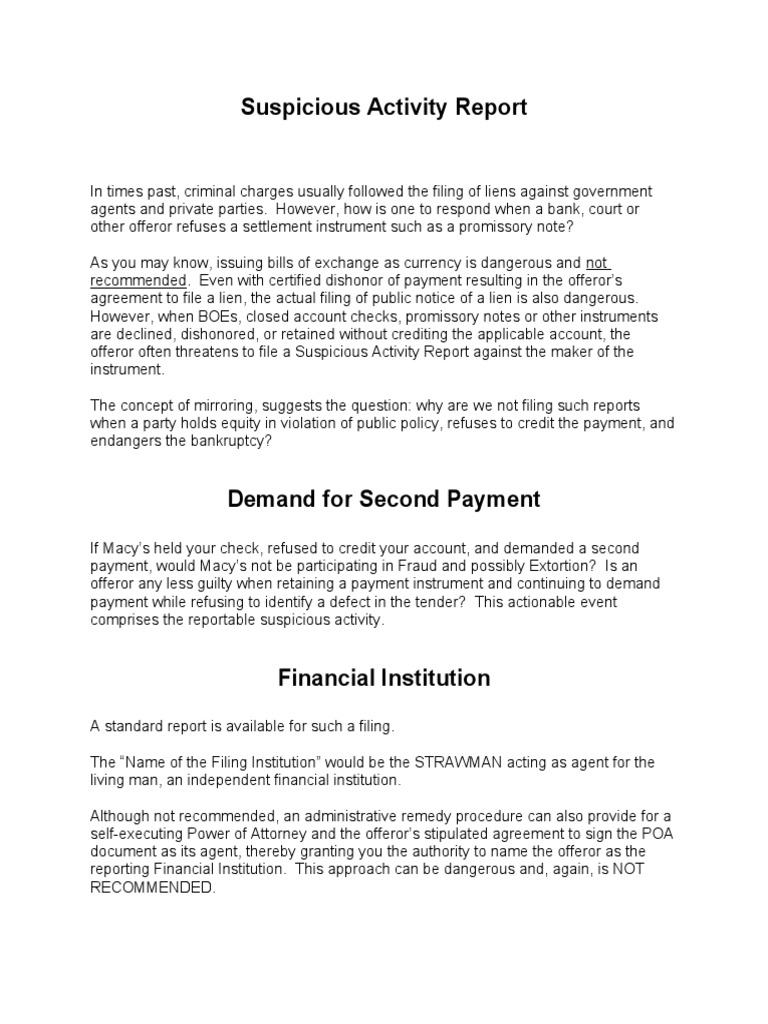 SAR Instructions | PDF | Payments | Cheque