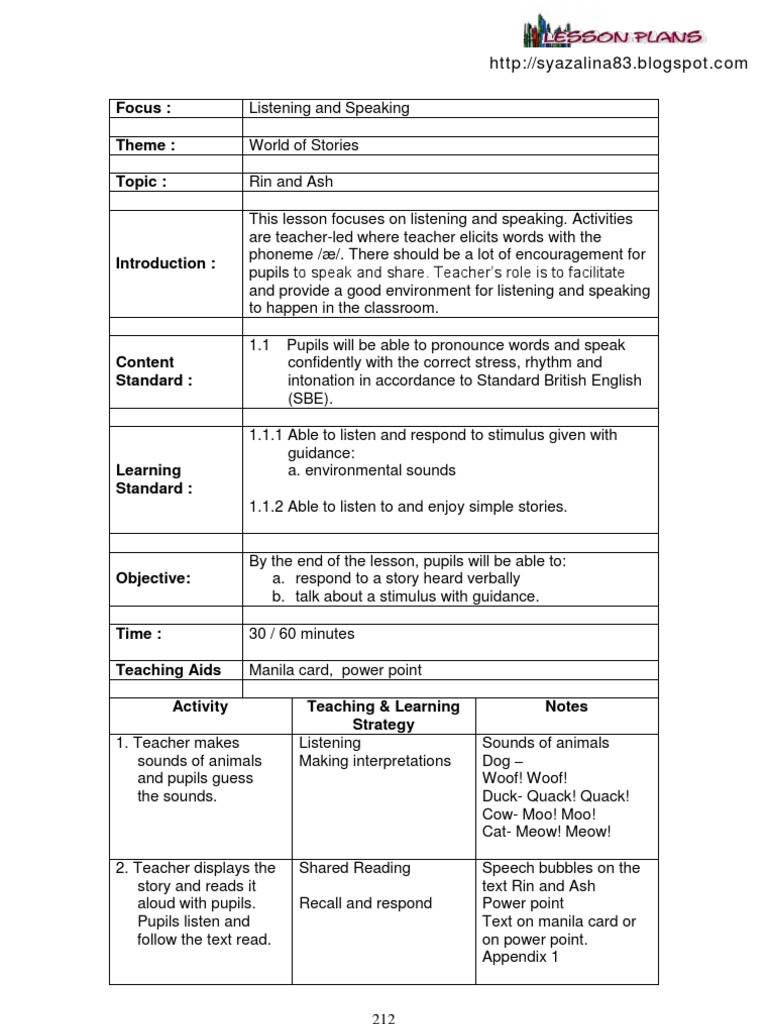RPH Bahasa Inggeris Tahun 1 KSSR | PDF | Phoneme | Word