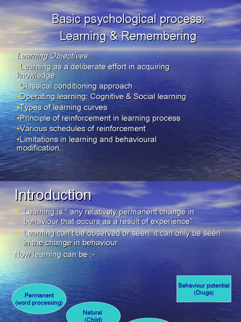 Basic Psychological Process: Learning & Remembering | PDF | Motivation ...