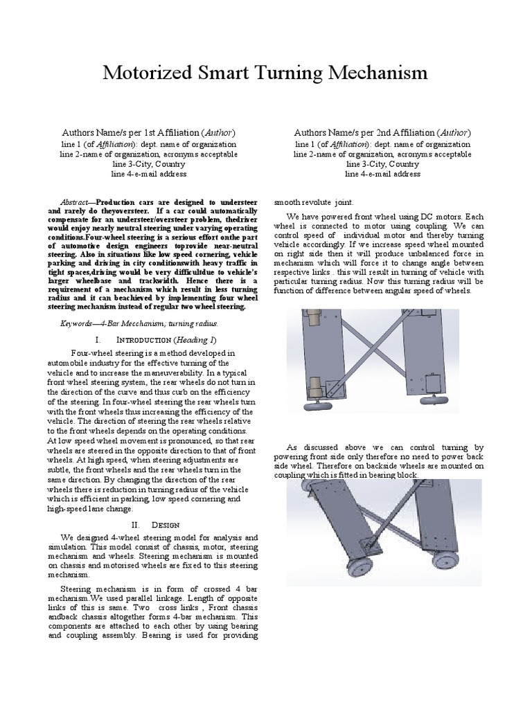 Motorized Smart Turning Mechanism | PDF | Steering | Note (Typography)
