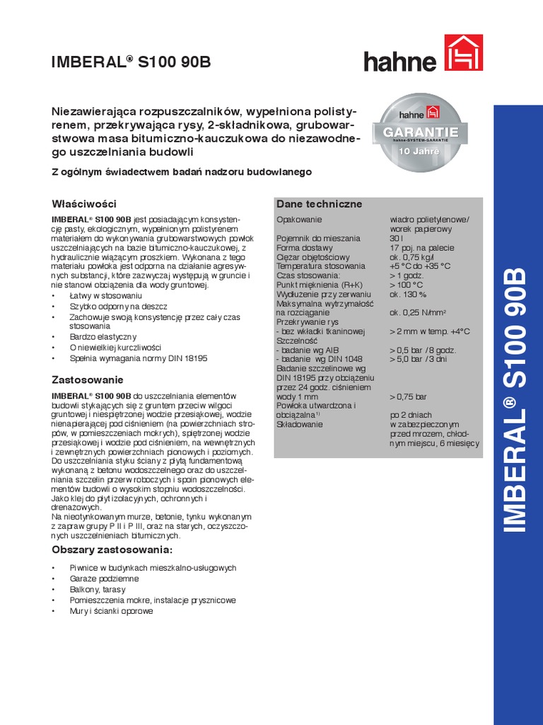 Hahne Imberal S100 90B (PL IB 1.105) | PDF