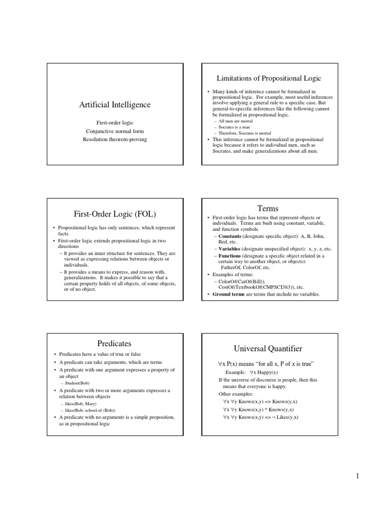 Predicate Logic First Order Logic Logic 