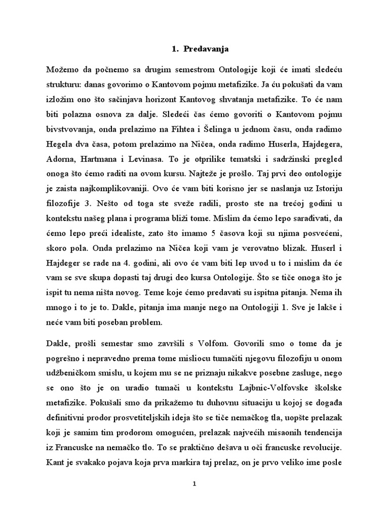 Ontologija 2, Predavanja | PDF