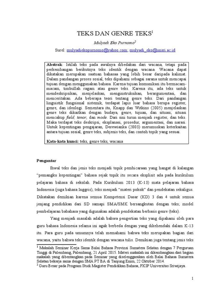 Teks Dan Genre Teks | PDF