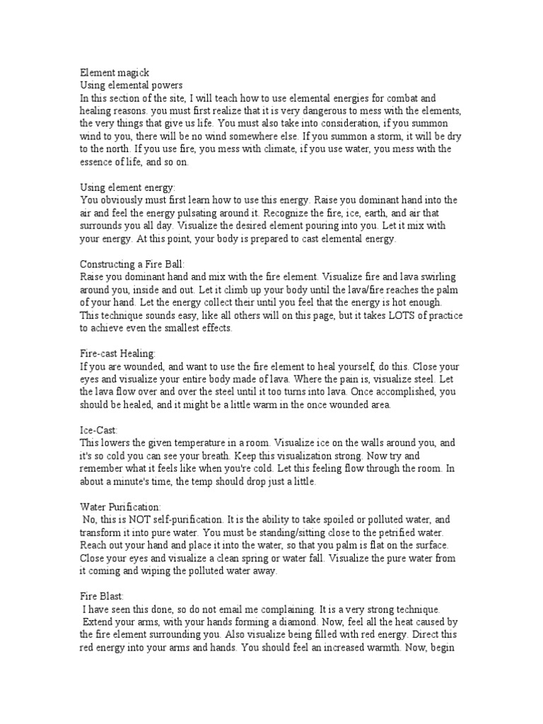 Elemental Magic PDF | PDF | Wound | Fires