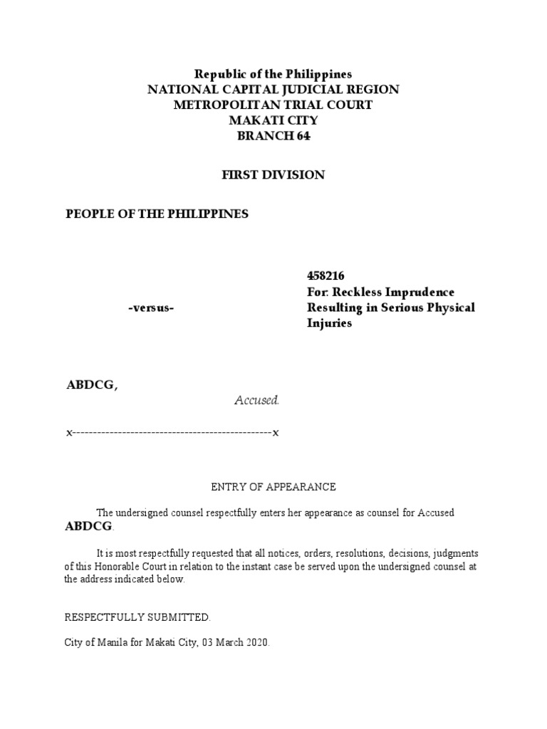 Notice of Appearance. | PDF