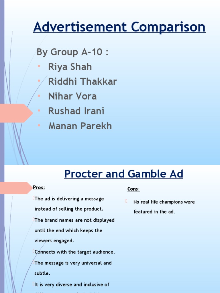 Advertisement Comparison Marketing - A10 | PDF | Unilever | Advertising