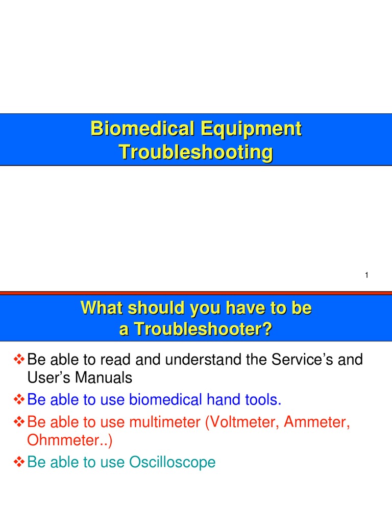 Biomedical Equipment Troubleshooting Guide | PDF | Troubleshooting ...