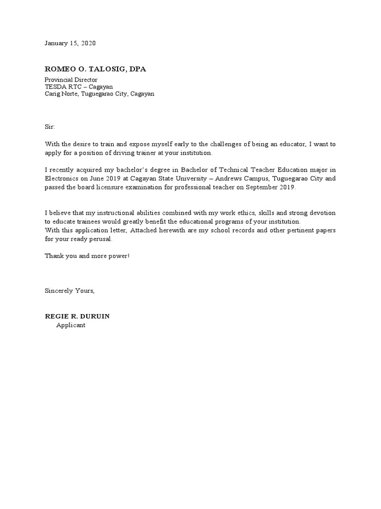 Application For Driving | PDF