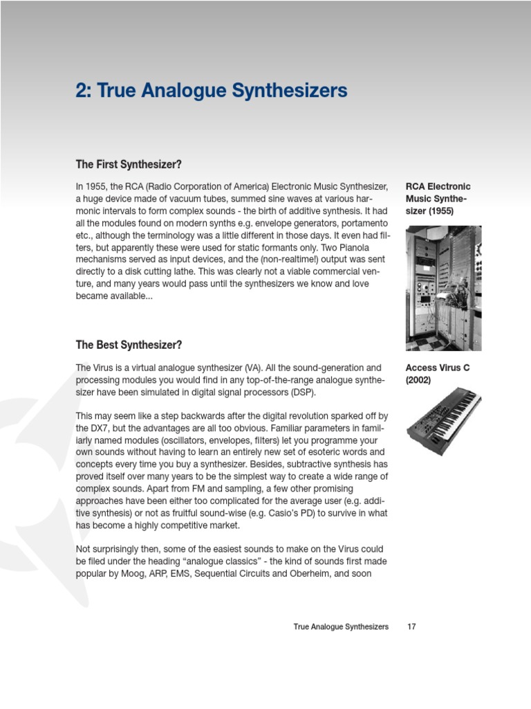 2: True Analogue Synthesizers: The First Synthesizer? | PDF ...