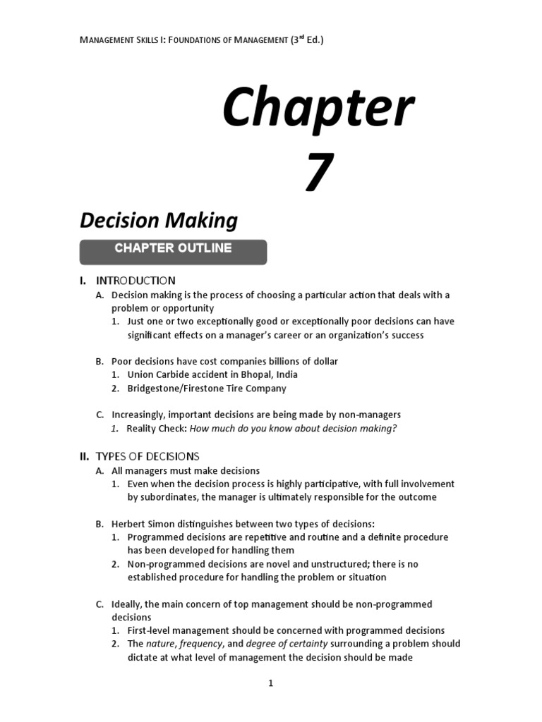 Decision Making: Chapter Outline | PDF | Decision Making | Risk