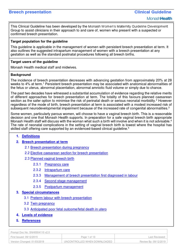 Breech Presentation - CG | PDF | Caesarean Section | Childbirth