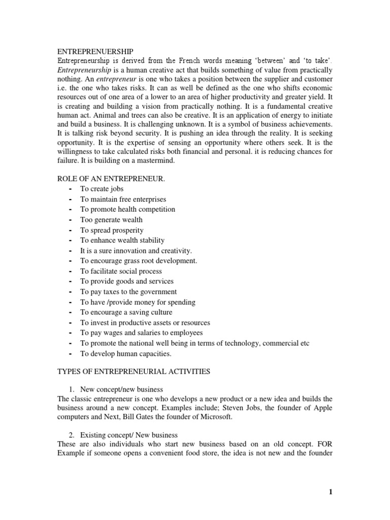 Entreprenuership Notes | PDF | Entrepreneurship | Risk
