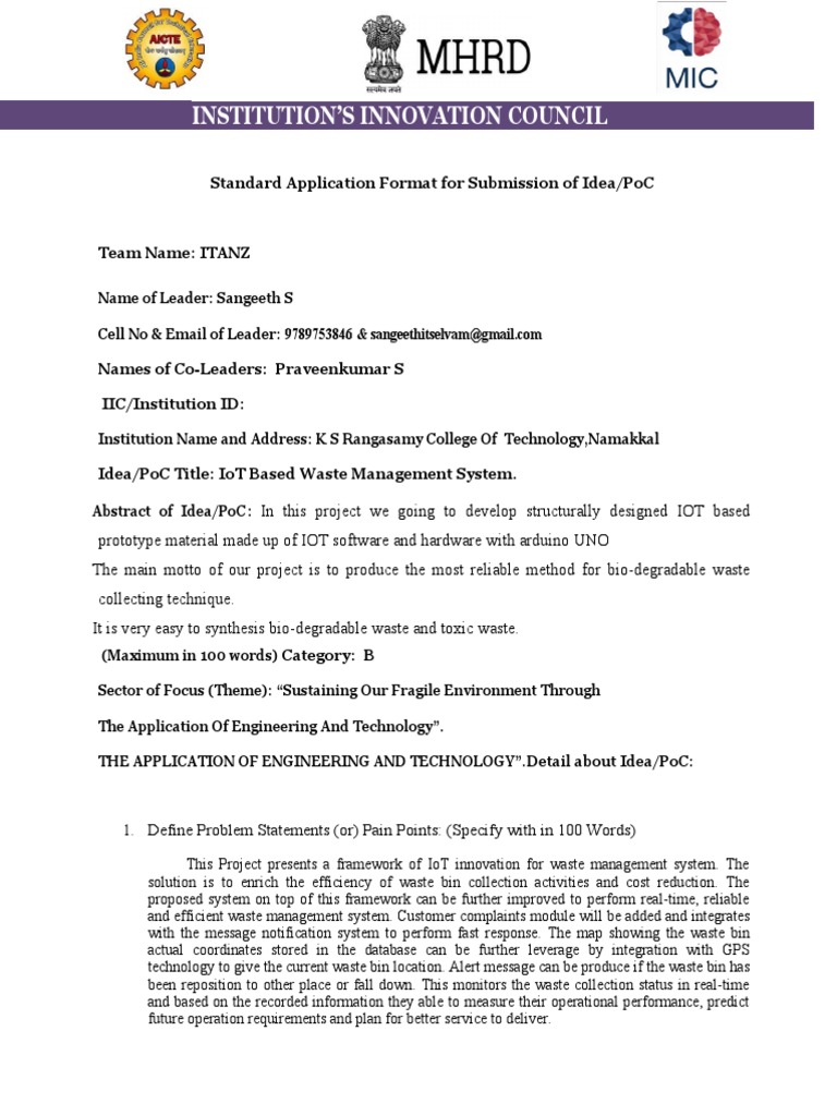 Institution'S Innovation Council | PDF | Internet Of Things | Information