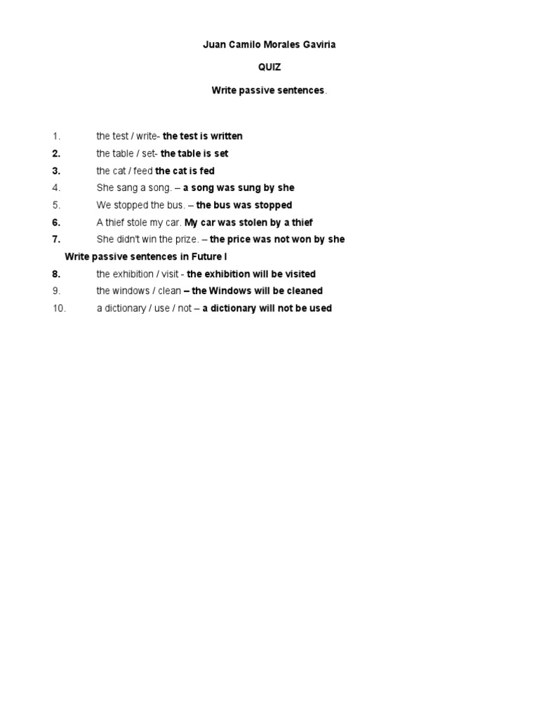 Quiz On Passive Voice | PDF | Foreign Language Studies | Art