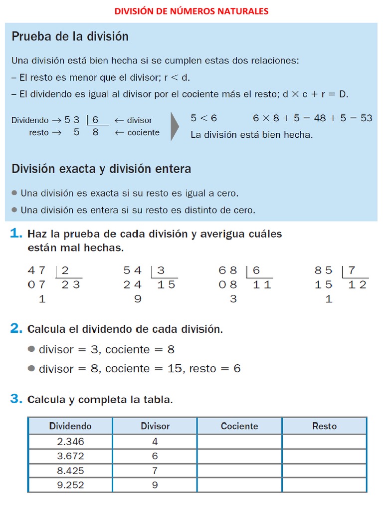 01 División de Números Naturales | PDF