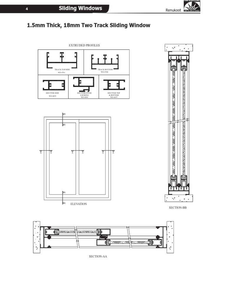 1.5mm Thick, 18mm Two Track Sliding Window: Extruded Profiles | PDF ...