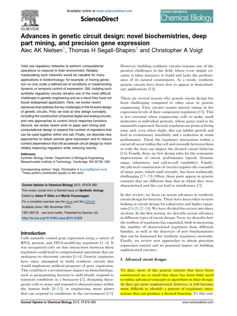 Advances in Genetic Circuit Design | PDF | Rna | Electronic Circuits
