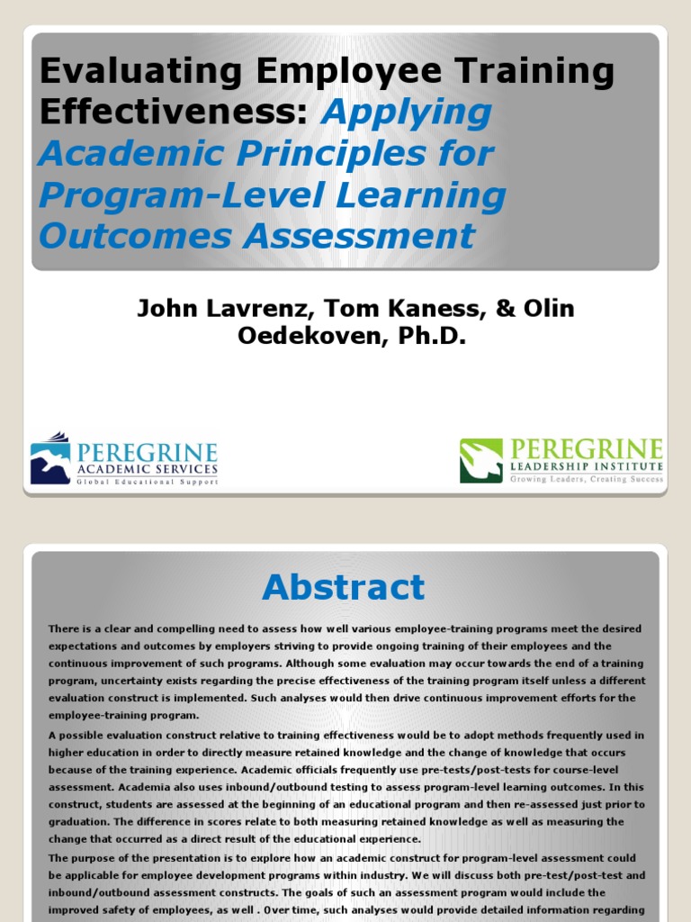 Evaluting Employee Training Effectiveness | PDF | Educational ...