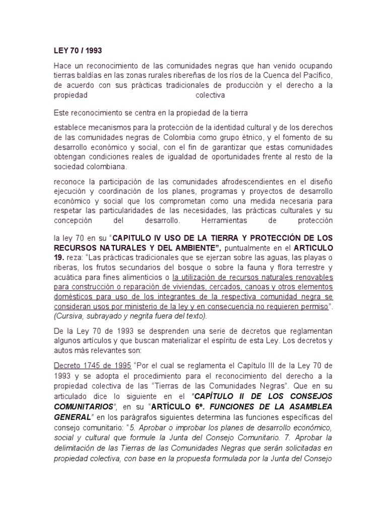 Analisis Ley 70 | PDF | Colombia | Gobierno