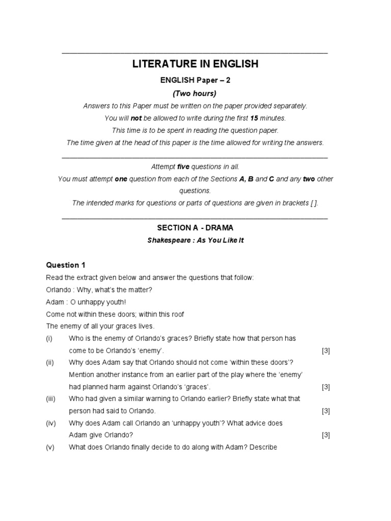 Literature in English (English Paper - 2) | PDF