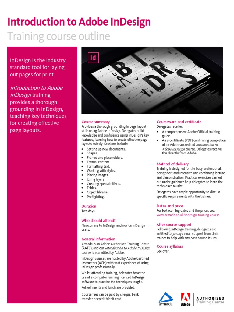 Training Course Outline: Introduction To Adobe Indesign | PDF | Adobe ...