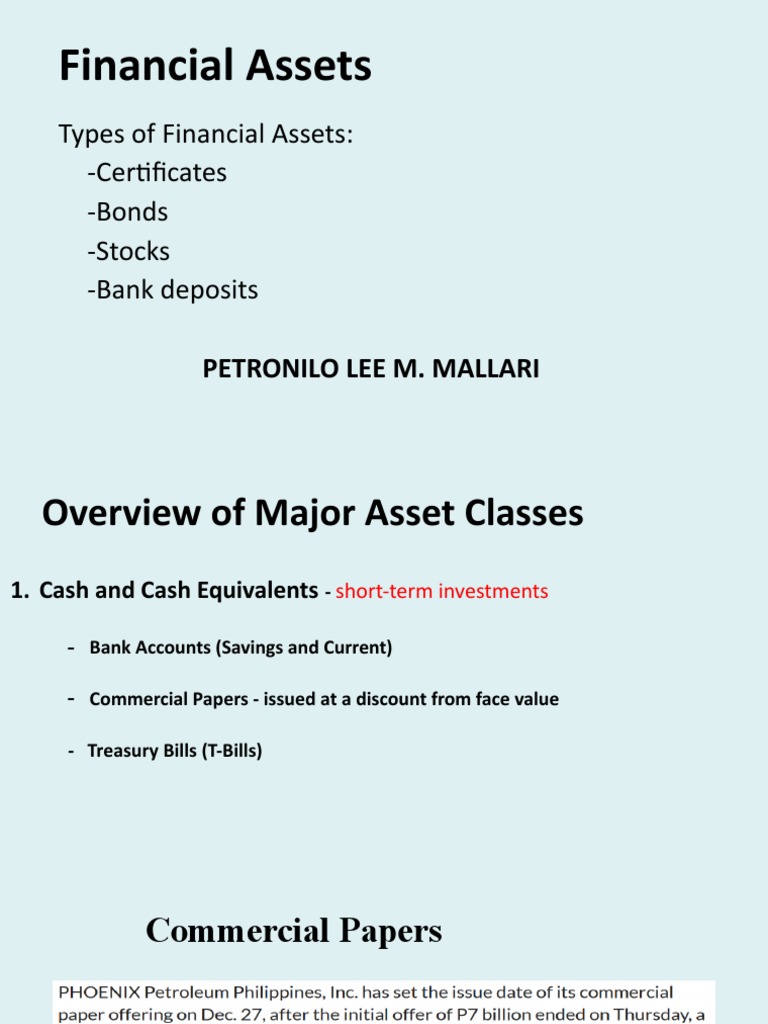 Overview of Financial Asset Types | PDF | Derivative (Finance ...