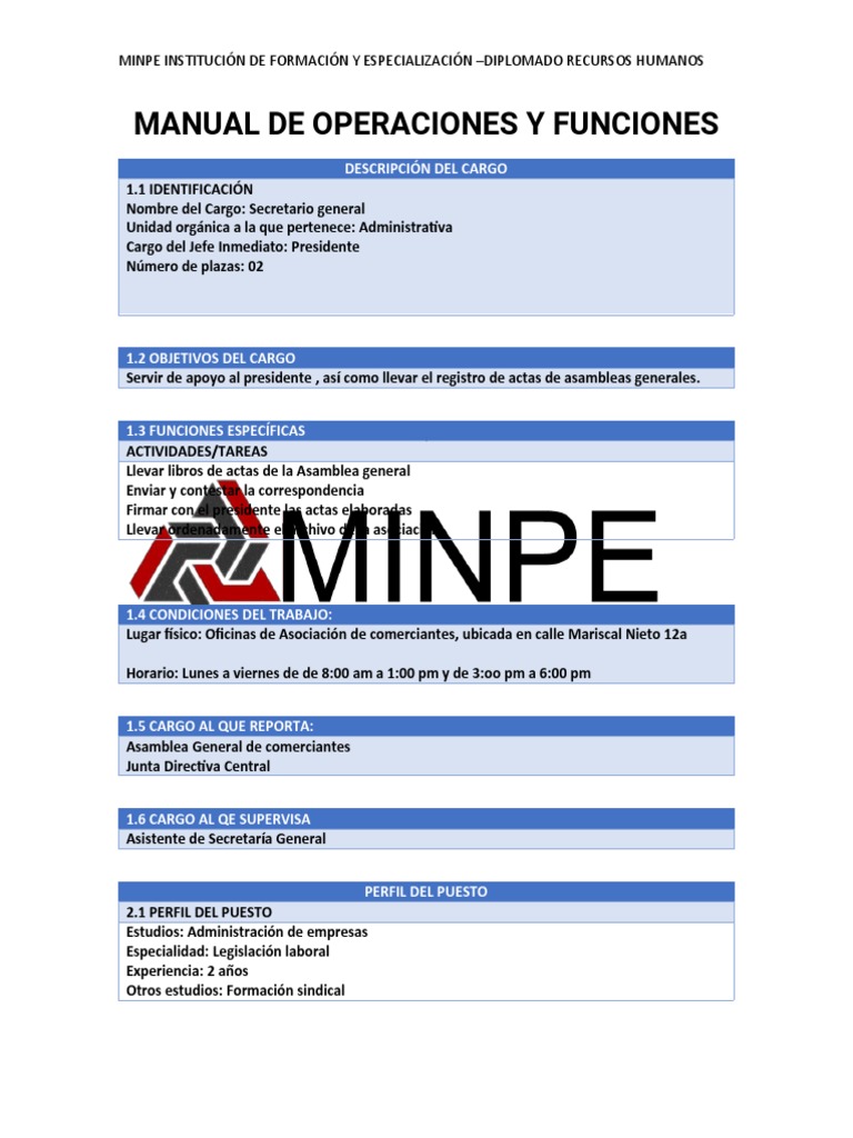 Manual de Organizaciones y Funciones Editable | PDF | Gestión de recursos humanos | Business