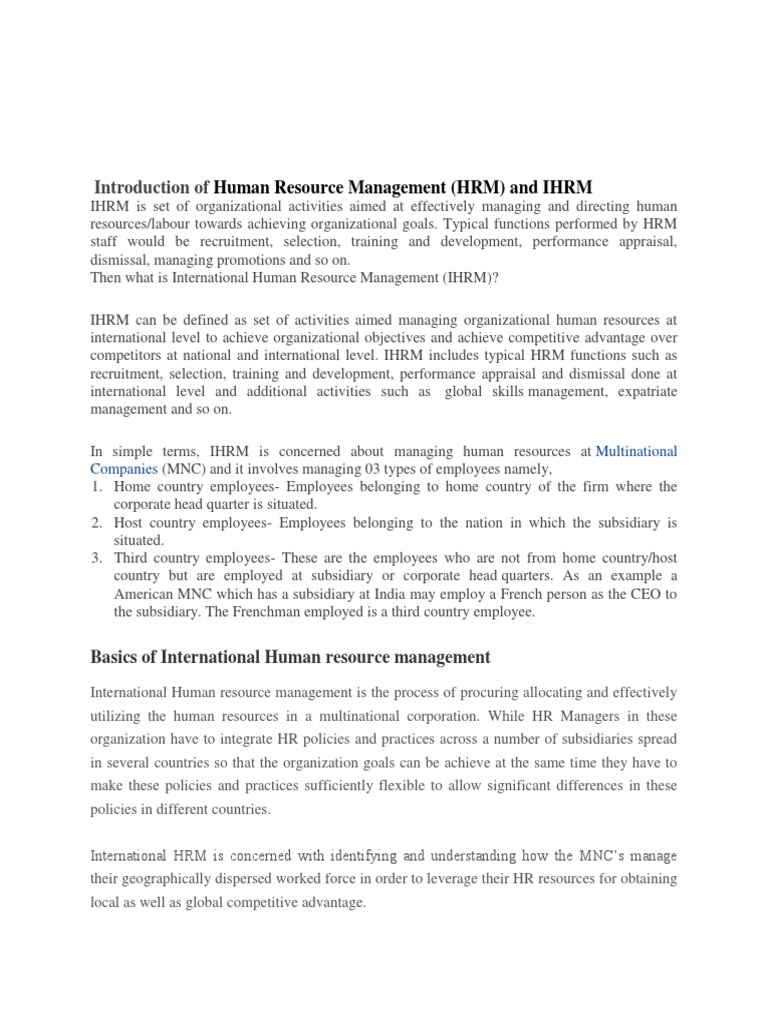 Ihrm Notes | PDF | Human Resource Management | Human Resources