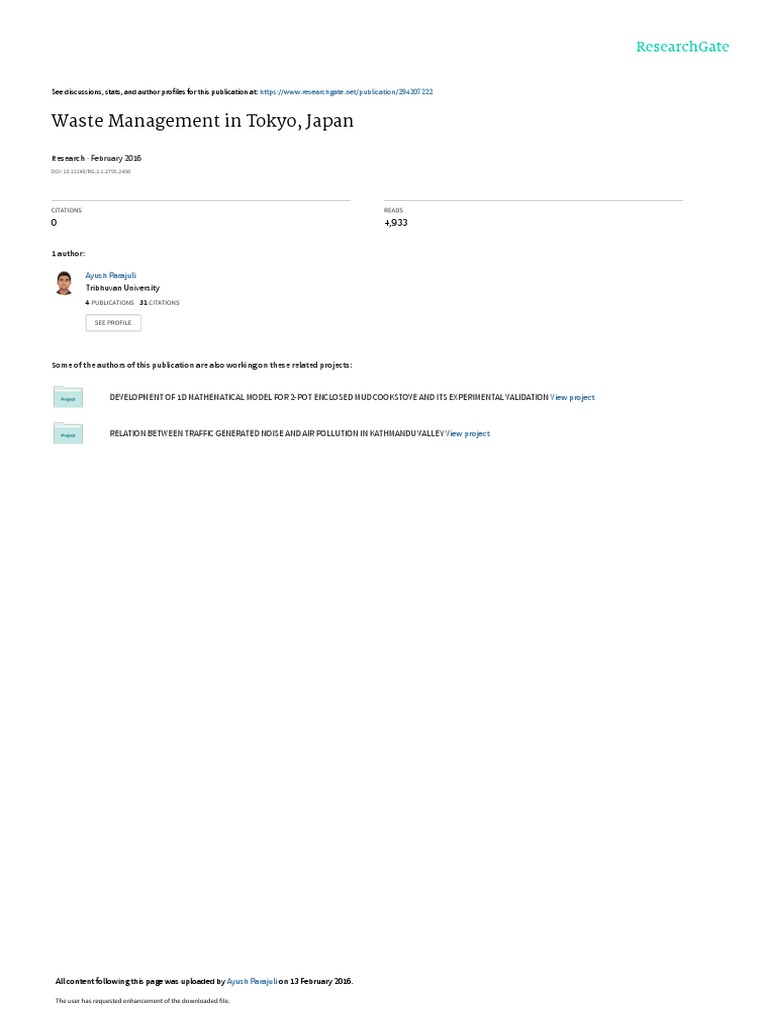 Waste Management in Tokyo, Japan: February 2016 | PDF | Incineration ...