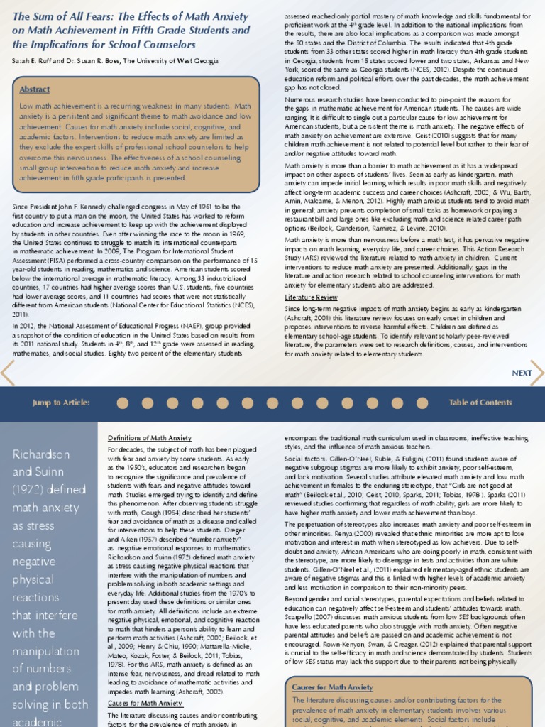 Sarah E. Ruff and Dr. Susan R. Boes, The University of West Georgia ...