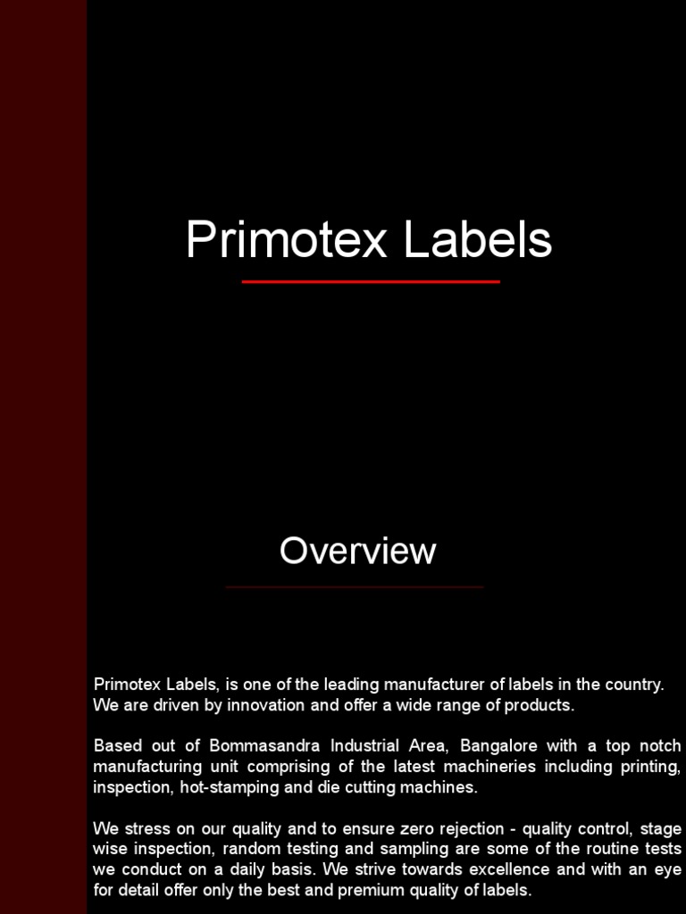 Primotex Company Profile | PDF