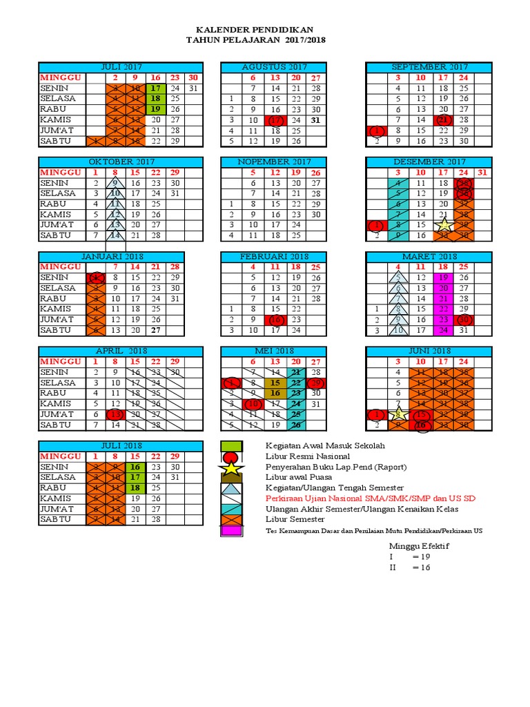 Kalender Pendidikan 2017-2018 | PDF