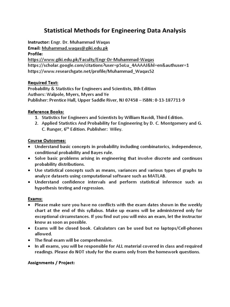 Statistical Methods For Engineering Data Analysis | Download Free PDF ...