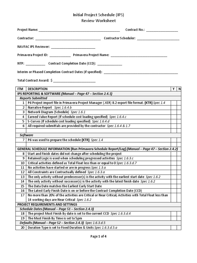 NAVFAC Baseline Checklist | PDF | Workweek And Weekend | Specification ...