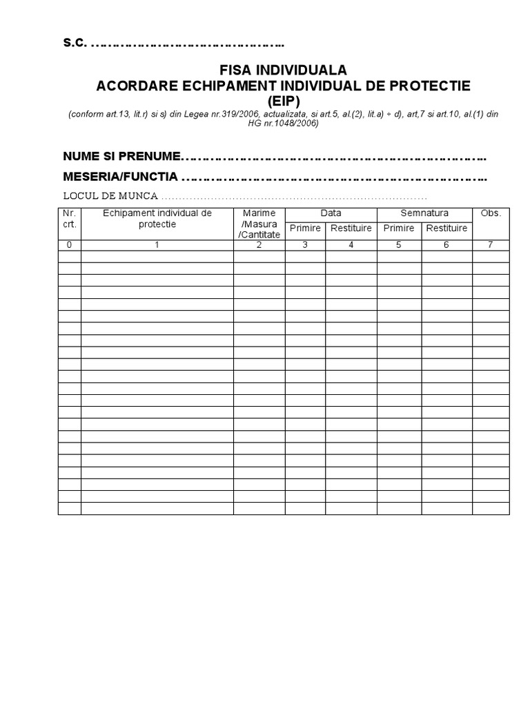 Fisa Acordare EIP | PDF