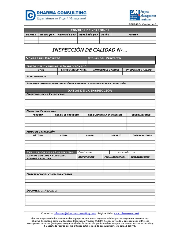 Formato Inspeccion de Calidad | PDF
