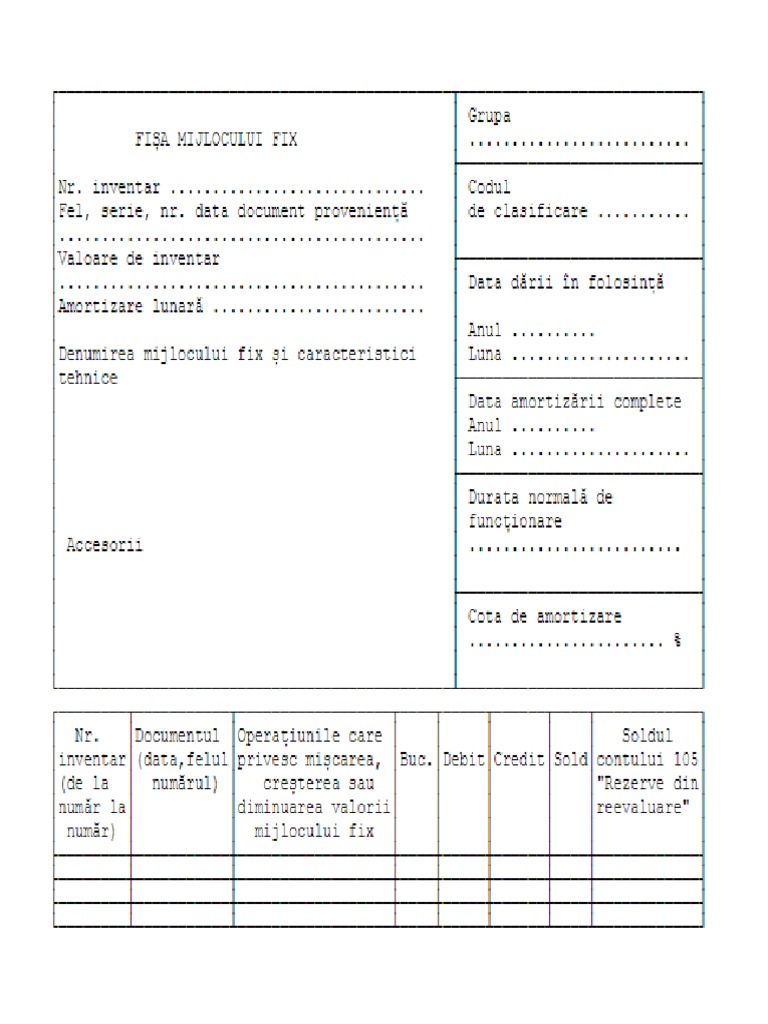 Fisa Mijlocului Fix | PDF