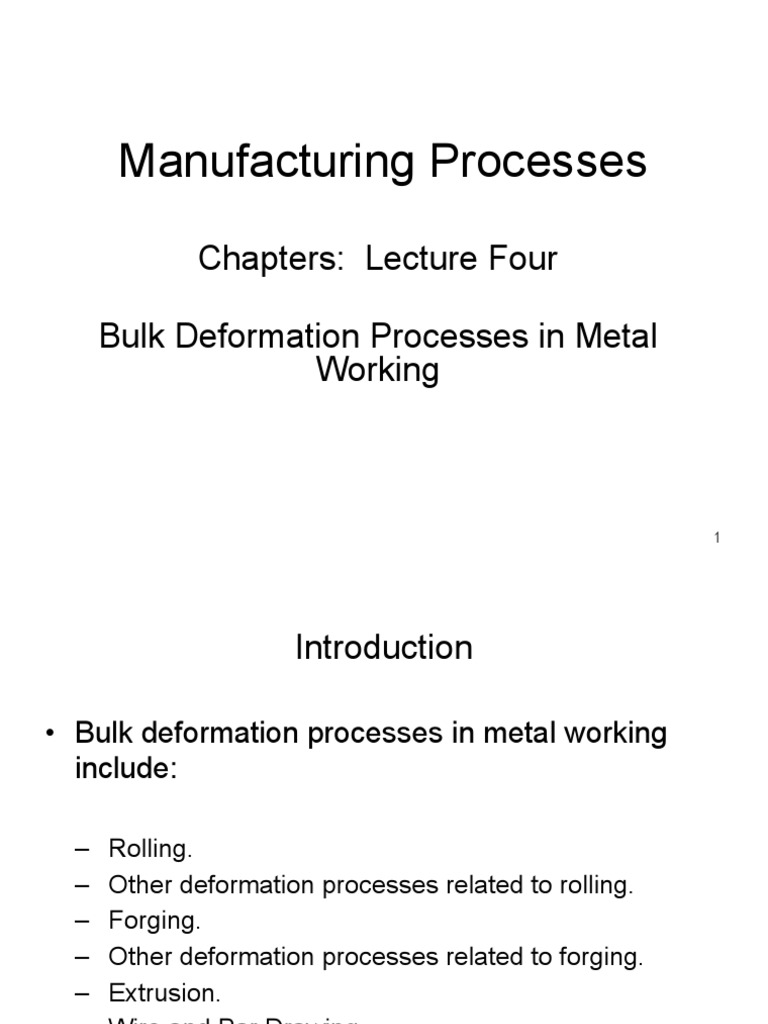 Manufacturing Processes Lecture Four Bulk Deformation Processes | PDF | Forging | Rolling ...