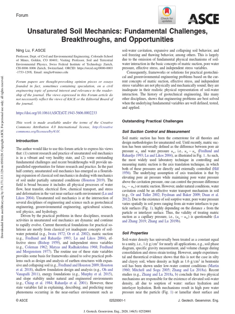 Unsaturated Soil Mechanics: Fundamental Challenges, Breakthroughs, and ...
