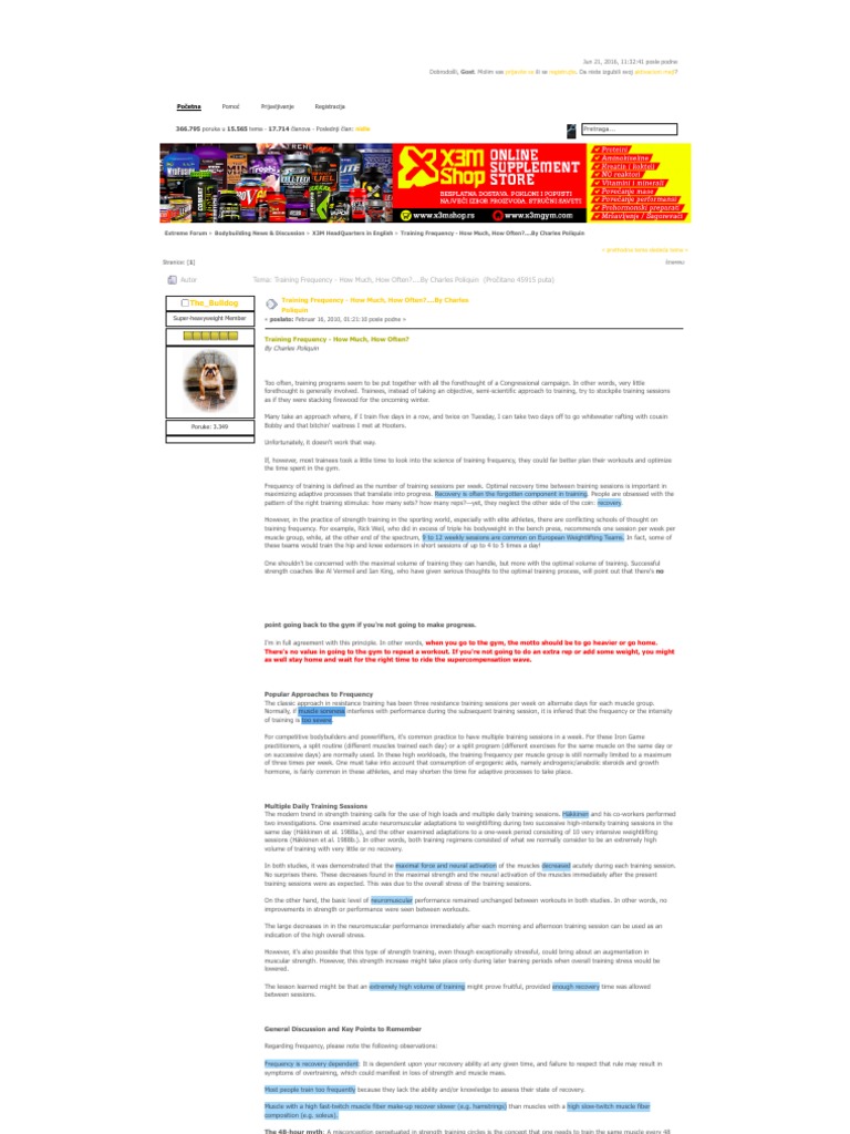 Poliquin - Training Frequency - How Much, How Often - .... (Training ...